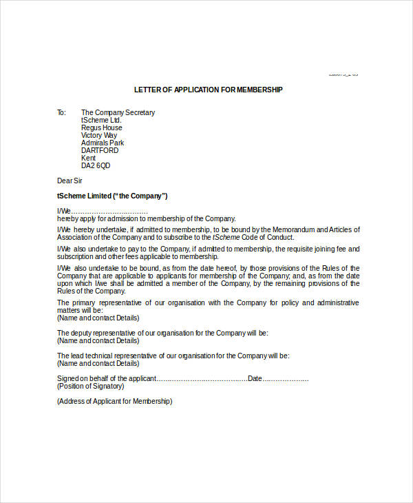 Membership Letter Sample PDF Template