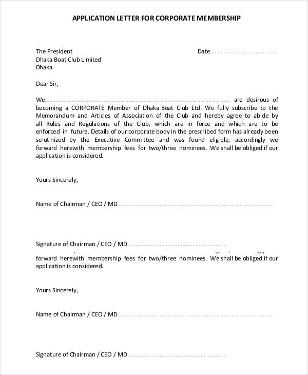 Membership Application Letters - 8+ Word, PDF Documents Download
