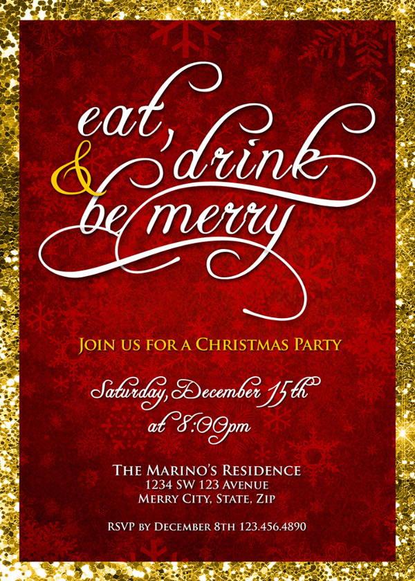 6 Holiday Lunch Invitations JPG Vector EPS Ai Illustrator