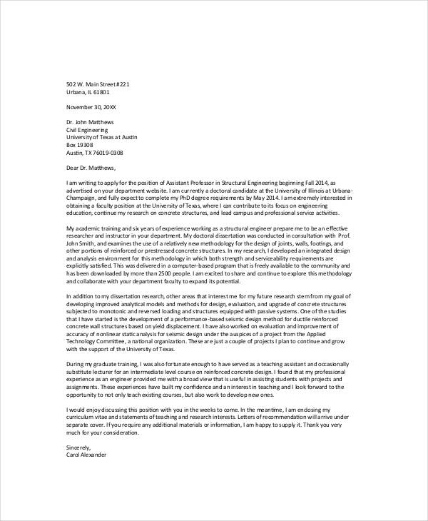 Job Application Letter Lecturer Position Sample Cover Letter For Full 