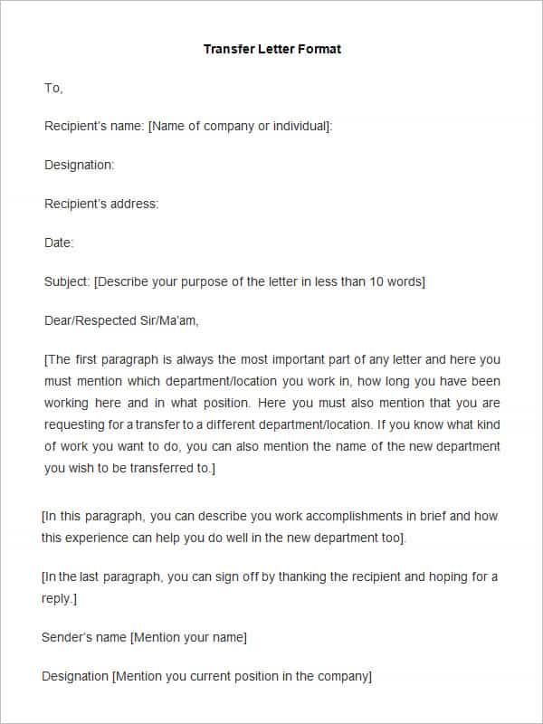 44+ FREE Transfer Letter Templates - PDF, Google DOC, Excel, Apple Pages