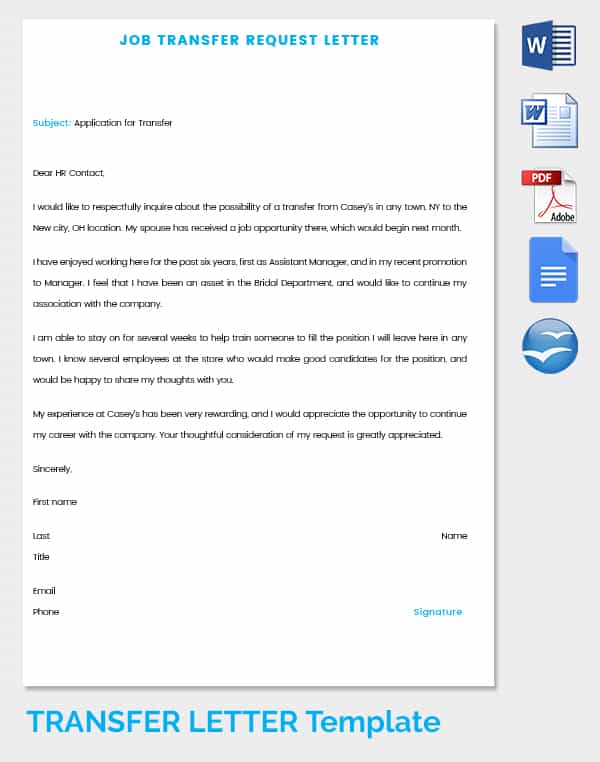 44+ FREE Transfer Letter Templates - PDF, Google DOC, Excel, Apple Pages