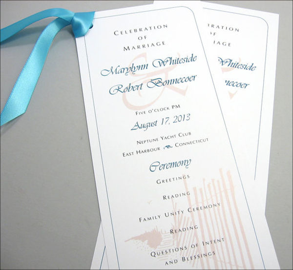 11 Beach Wedding Program Templates PSD Vector EPS AI Illustrator 