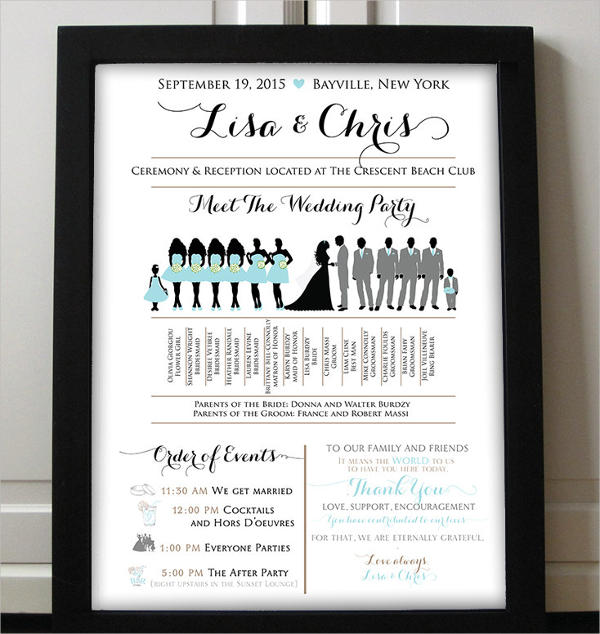 8 Wedding Party Program Templates PSD Vector EPS AI Illustrator 