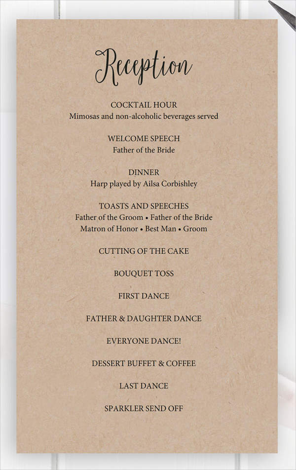 Wedding Reception Program Templates DocTemplates