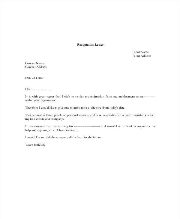 Resignation Letter Format Personal Reason Pdf