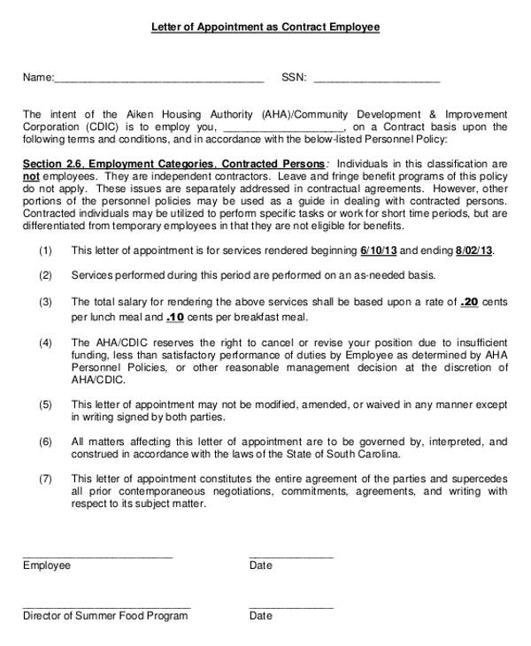 5+ Temporary Appointment Letter Templates - Free Word, PDF Format Download!