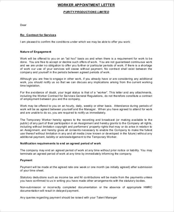 5+ Temporary Appointment Letter Templates - Free Word, PDF Format Download!