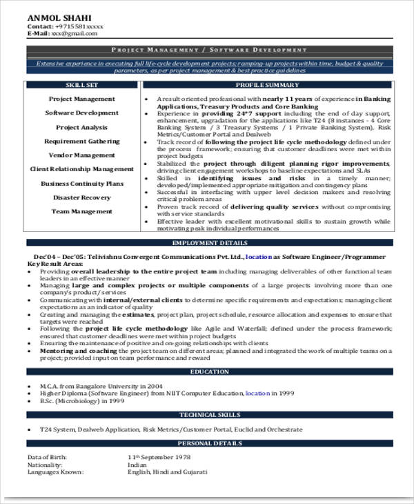 35+ Experienced Resume Format Templates - PDF, DOC