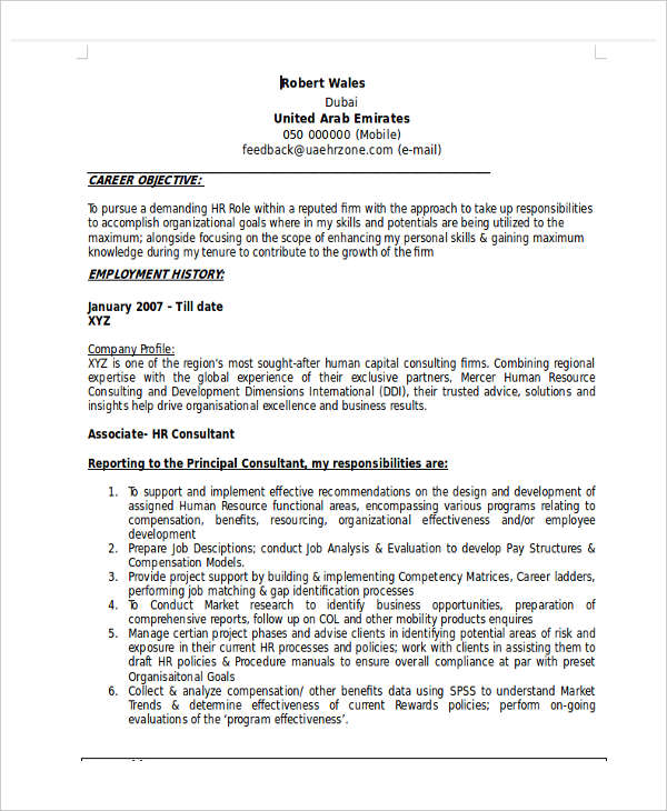 12 HR Fresher Resume Template Word PDF Format Download 12 HR Fresher Resume Template Word PDF Format Download