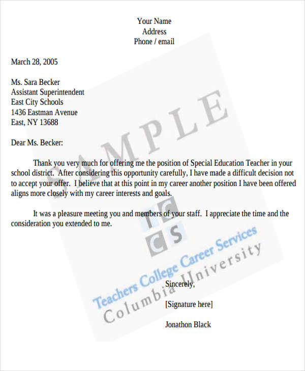 Offer Rejection Letter Template - 5+ Free word, PDF Format Download!