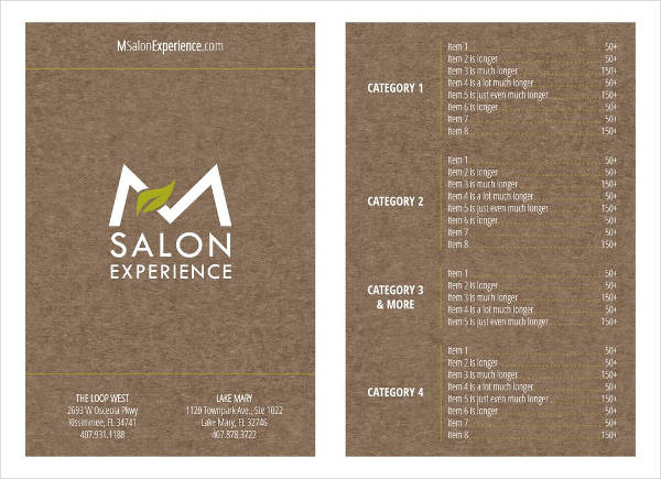 Salon Menu 9 Free Templates In PSD Vector EPS AI Illustrator Download