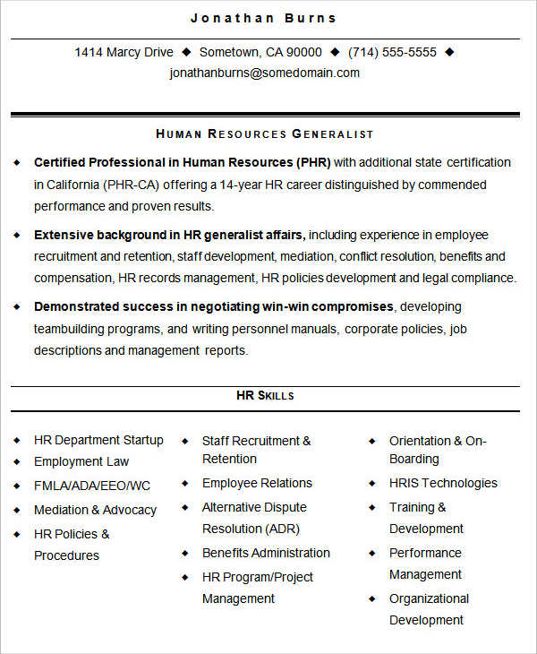 HR Resume Format Template - 30+ Free Word, PDF Format Download!