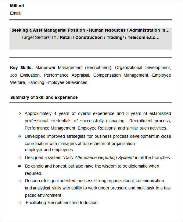 HR Resume Format Template - 30+ Free Word, PDF Format Download!