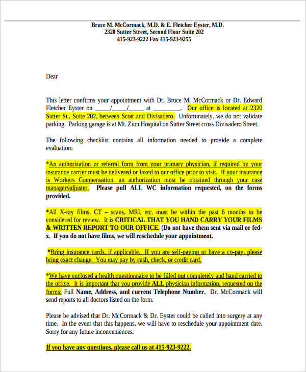 Reschedule Appointment Letter Template - 11+ Word, PDF Format Download!