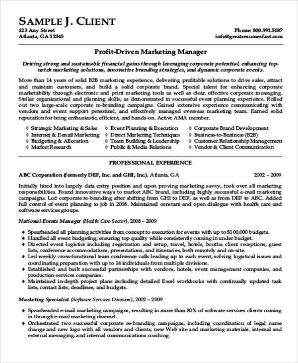 Marketing Resume Format Template - 33+ Free Word, PDF Format Download!