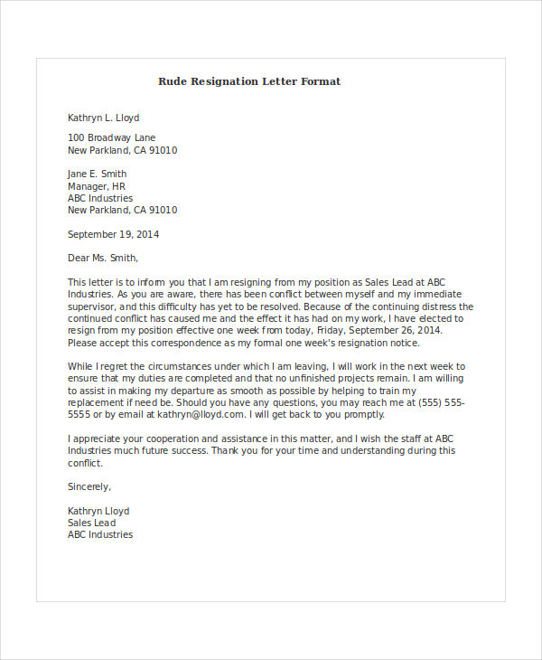 Resignation Letter Due To Bad Management Collection Letter Template 