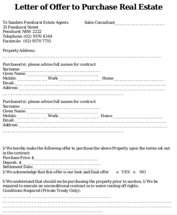 14 Real Estate Offer Letter Template 9 Free Word PDF Format Download 