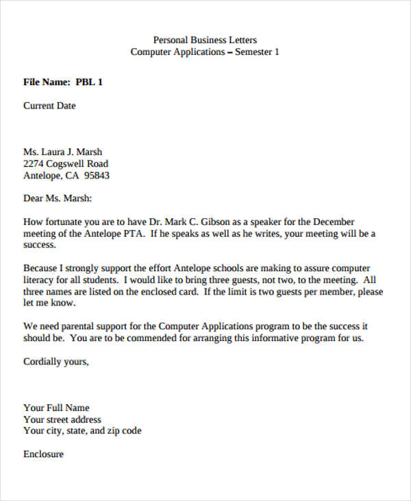 Business E mail Format