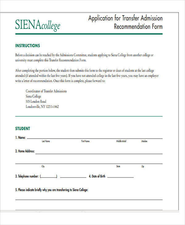 Transfer Recommendation Letter Template - 5+ Free Word, PDF Format ...