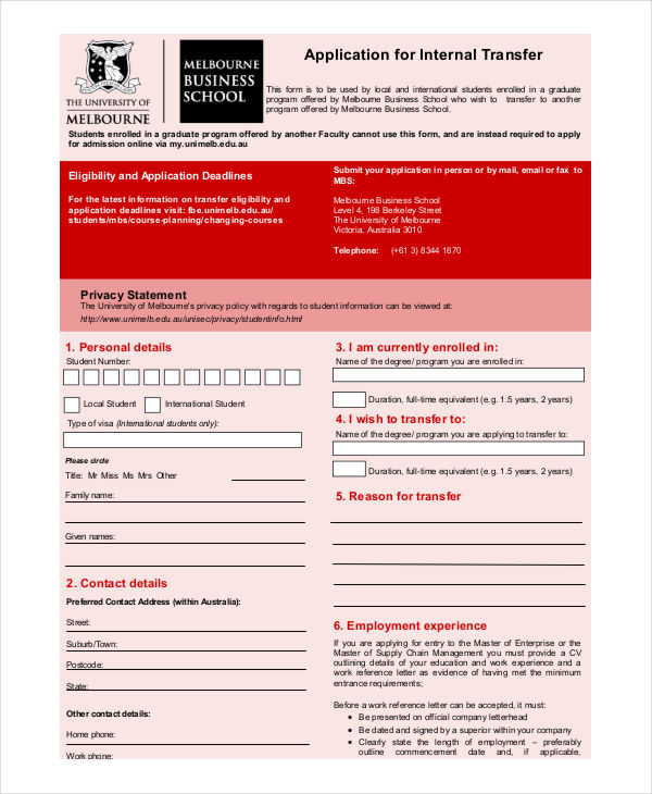 22+ Internal Transfer Letters - PDF, DOC