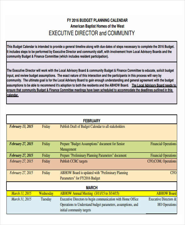 11+ Sample Budget Calendar Templates - Word, Pages