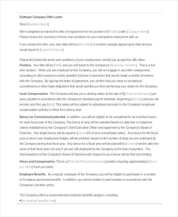 Company Offer Letter Template - 10+ Free Word, PDF Format Download!