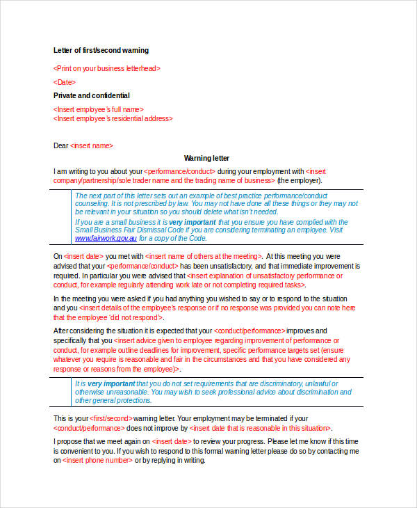 First Warning Letter Templates - 14+ Free Word, PDF Format Download!