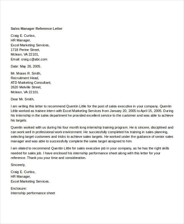 Manager Reference Letter Templates - 7+ Free Word Format Download