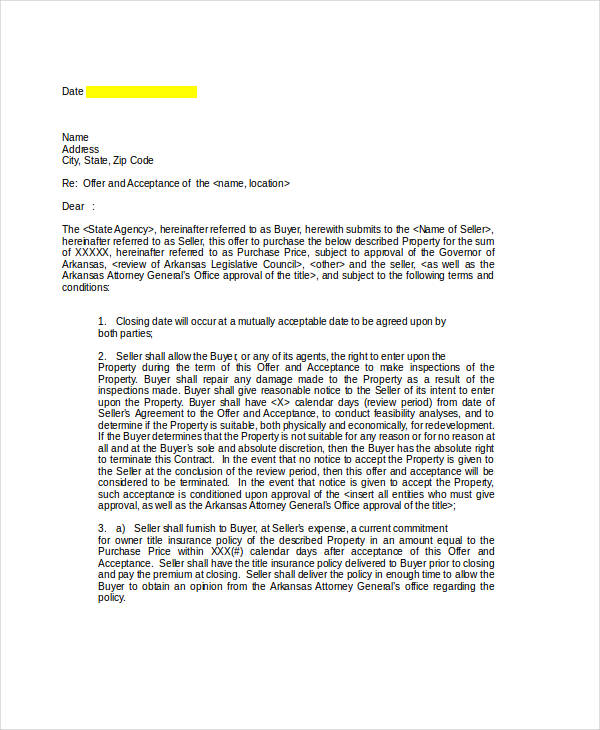 Property Offer Letter Templates - 12+ Free Word, PDF Format Download!