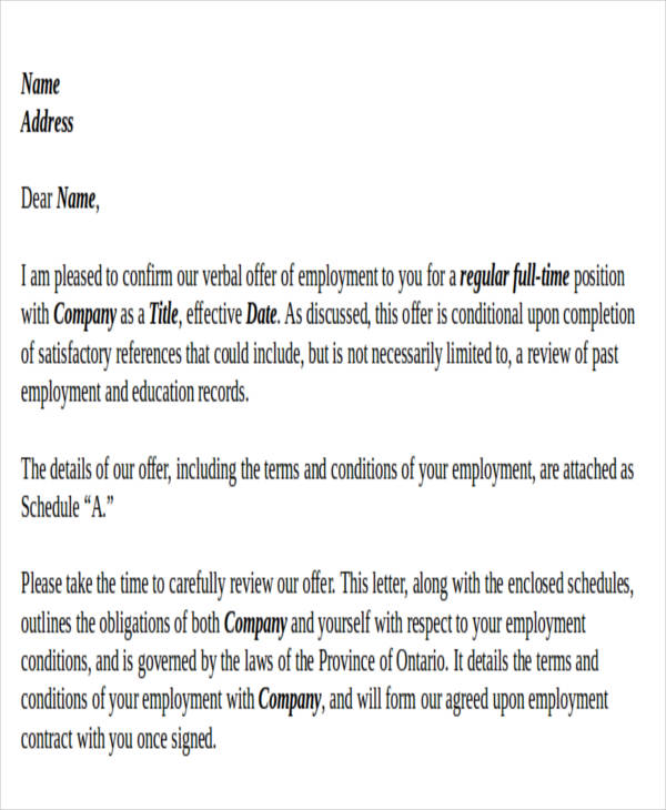 Contract Offer Letter Templates - 14+ Word, PDF Format Download!
