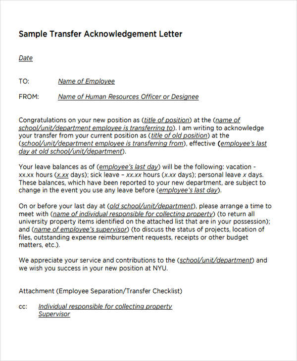 15+ Property Transfer Letter Templates - PDF, DOC