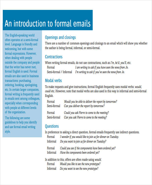 8+ Formal E-mail Templates - Free PSD, EPS, AI Format Download