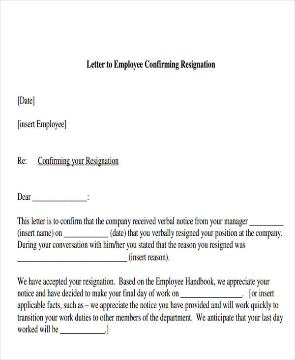Resignation Acknowledgement Letter Templates 7 Free Word PDF Format Resignation Acknowledgement Letter Templates 7 Free Word PDF Format