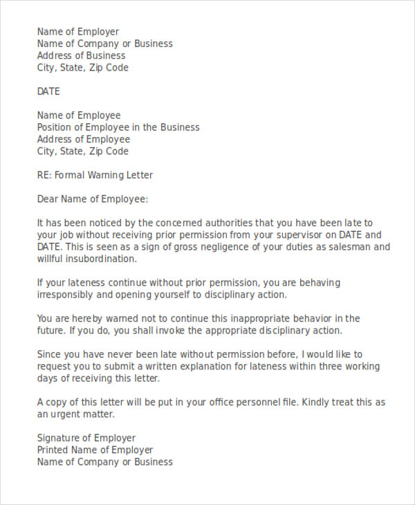 Warning Letter To Employee DriverLayer Search Engine