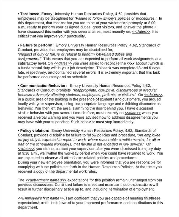 10+ Performance Warning Letter Template - 7+ Free Word, PDF Format ...