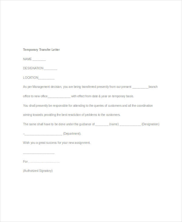 13+ Employee Transfer Letter Templates - DOC, PDF