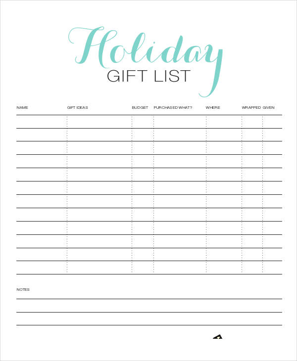 Holiday Gift List Templates - 9+ Free Word, PDF Format Download!