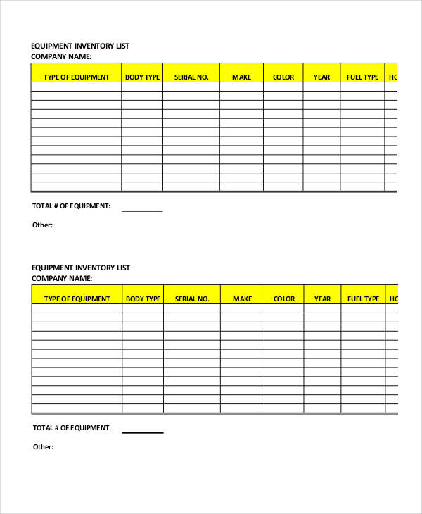 Equipment Inventory List Templates - 9+ Free Word, PDF Format Download!