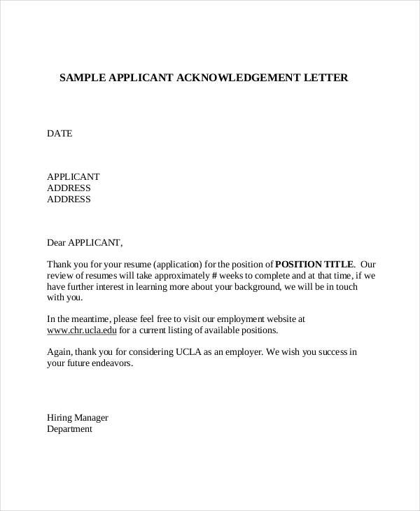 36 Free Acknowledgement Letter Templates