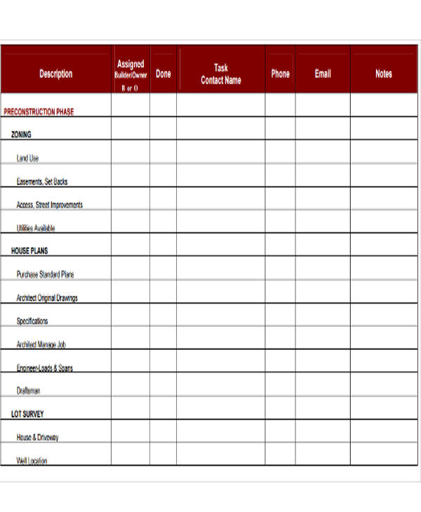 Construction To Do List Templates 7 Free Word PDF Format Download 