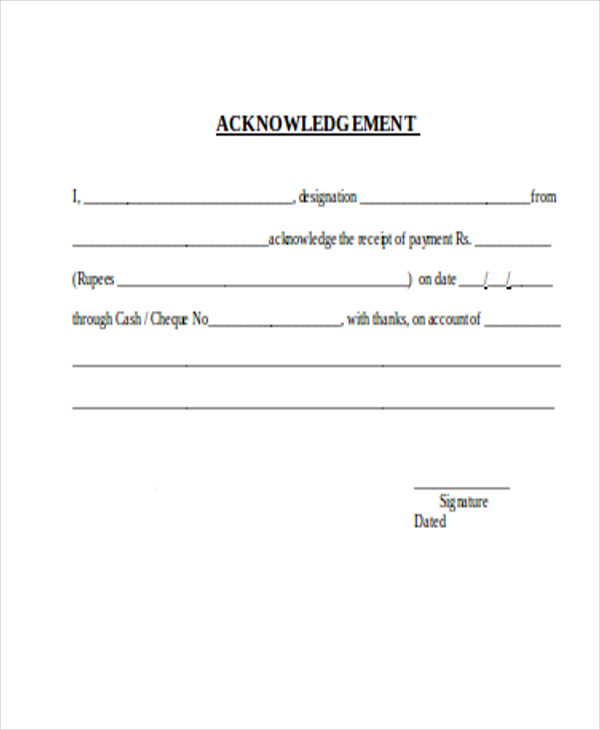 16 Payment Acknowledgement Letter Templates PDF DOC