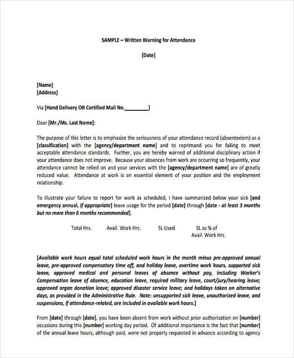 6+ Staff Warning Letter Template - 6+ Free Word, PDF Format Download!