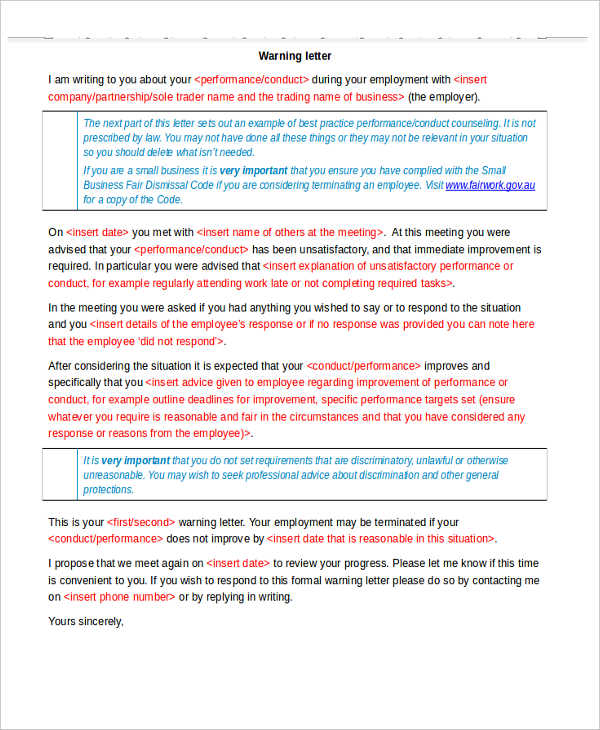 6+ Staff Warning Letter Template - 6+ Free Word, PDF Format Download!