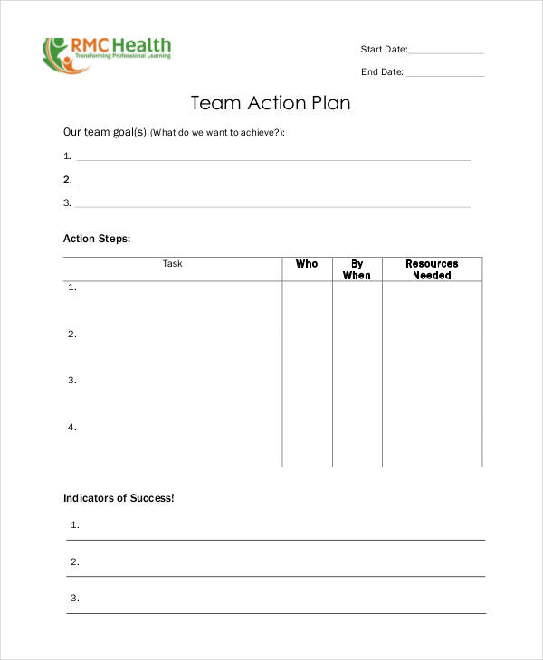 Team Action Plan Template - 11+ Free PDF Format Download!