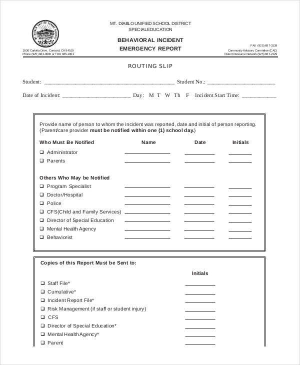 Behavior Incident Report Template - 19+ Free PDF Format Download!
