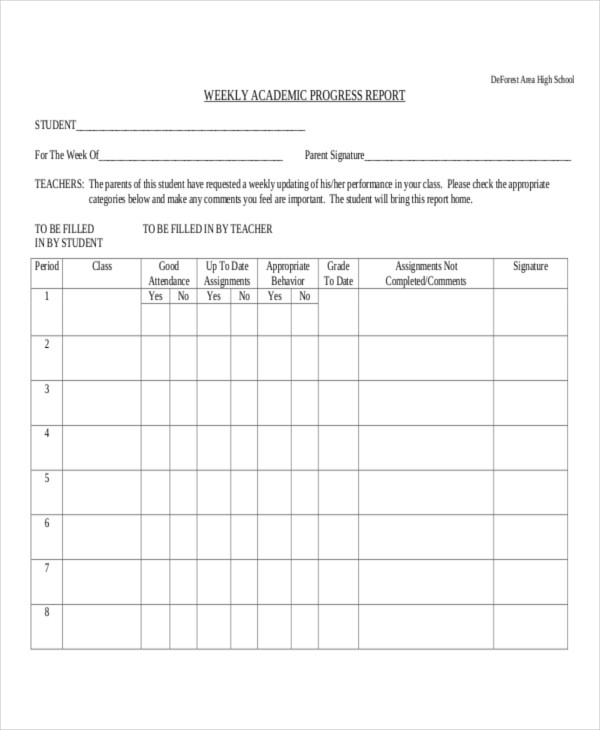 Weekly Student Report Templates - 5+ Free Word, PDF Format Download!