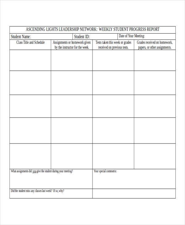 Weekly Student Report Templates - 5+ Free Word, PDF Format Download!