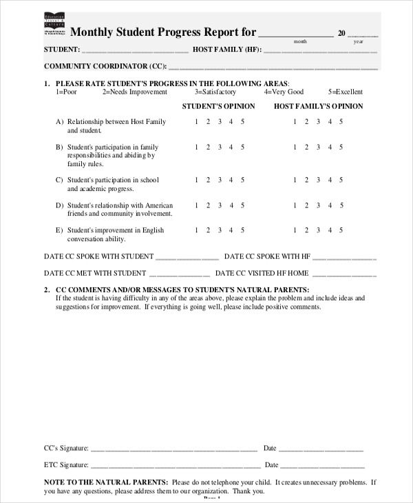 9+ Monthly Student Report Templates - Free Word, PDF Format Download!