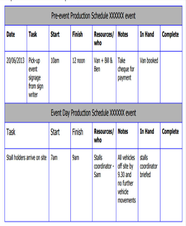 Event Production Schedule Template - 10+ Free Word, PDF Format Download!